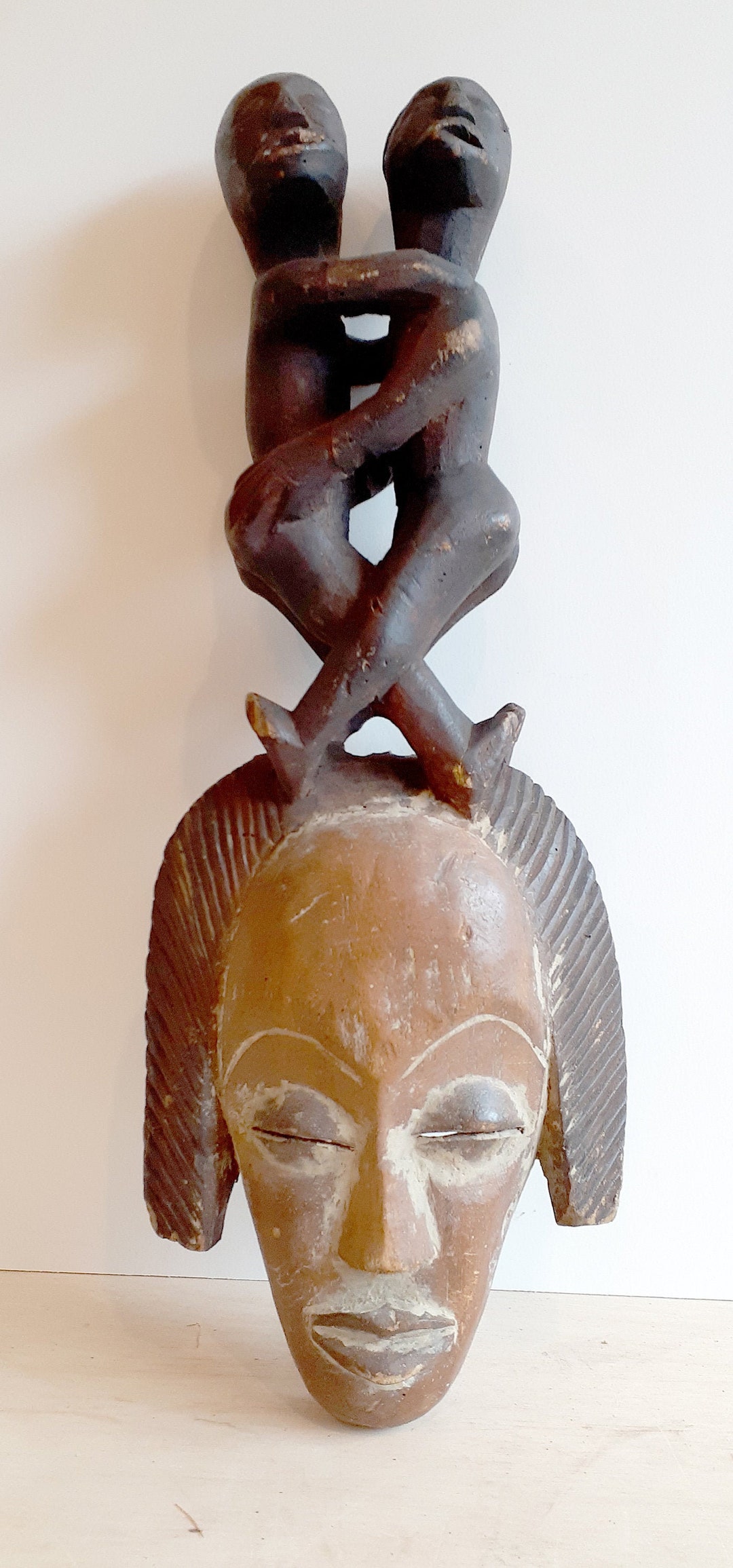 Punu Mask With Embracing Figures - Etsy