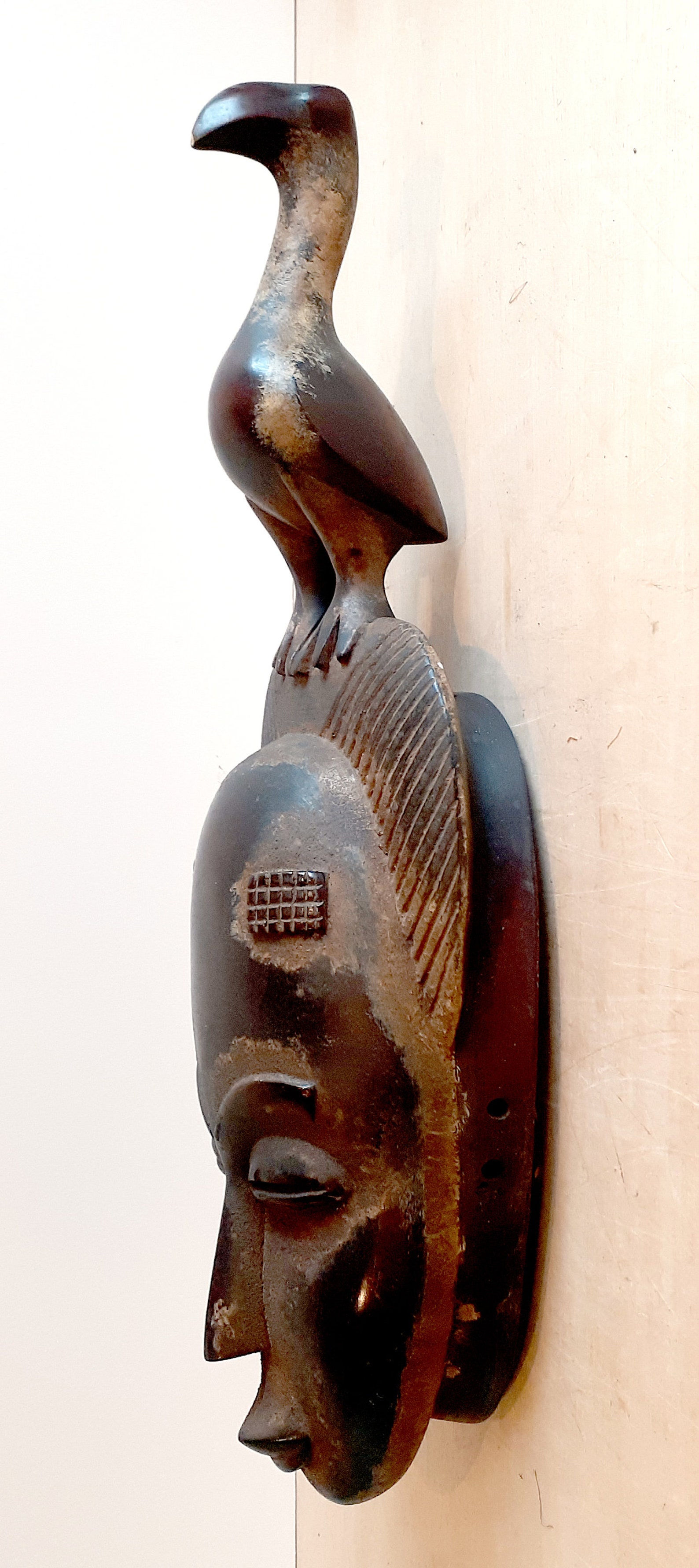 Baule Carved Wooden Mask With Bird Crest - Etsy