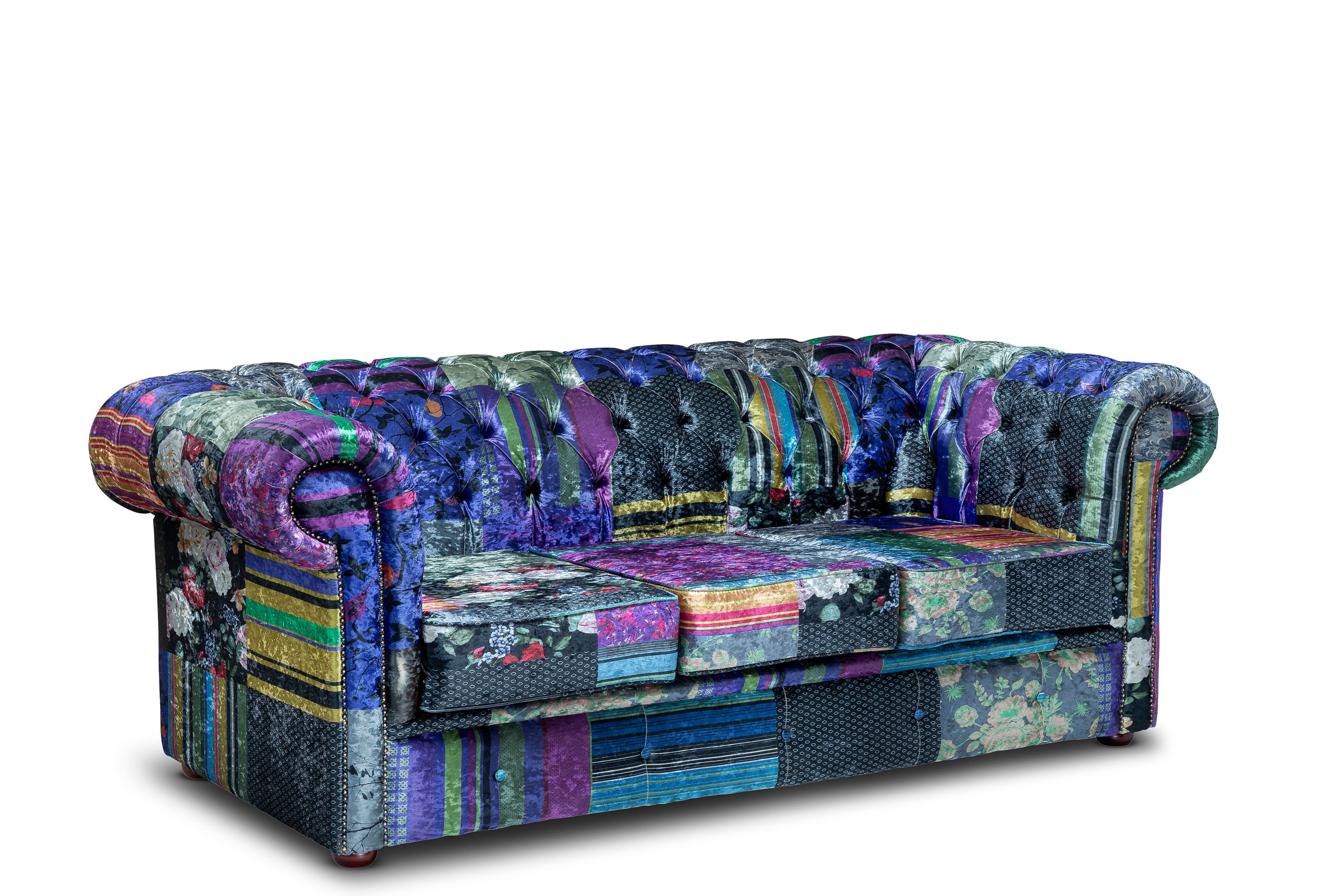 Chesterfield Velvet Two / Three Seater Sofa in Funky Patchwork - Etsy UK