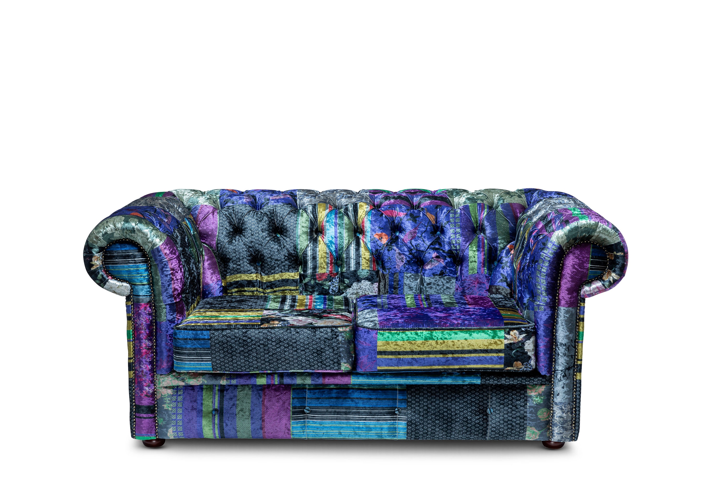 Chesterfield Velvet Two / Three Seater Sofa in Funky Patchwork - Etsy UK