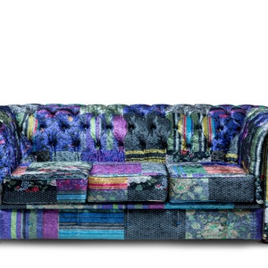 Chesterfield Velvet Two / Three Seater Sofa in Funky Patchwork - Etsy UK