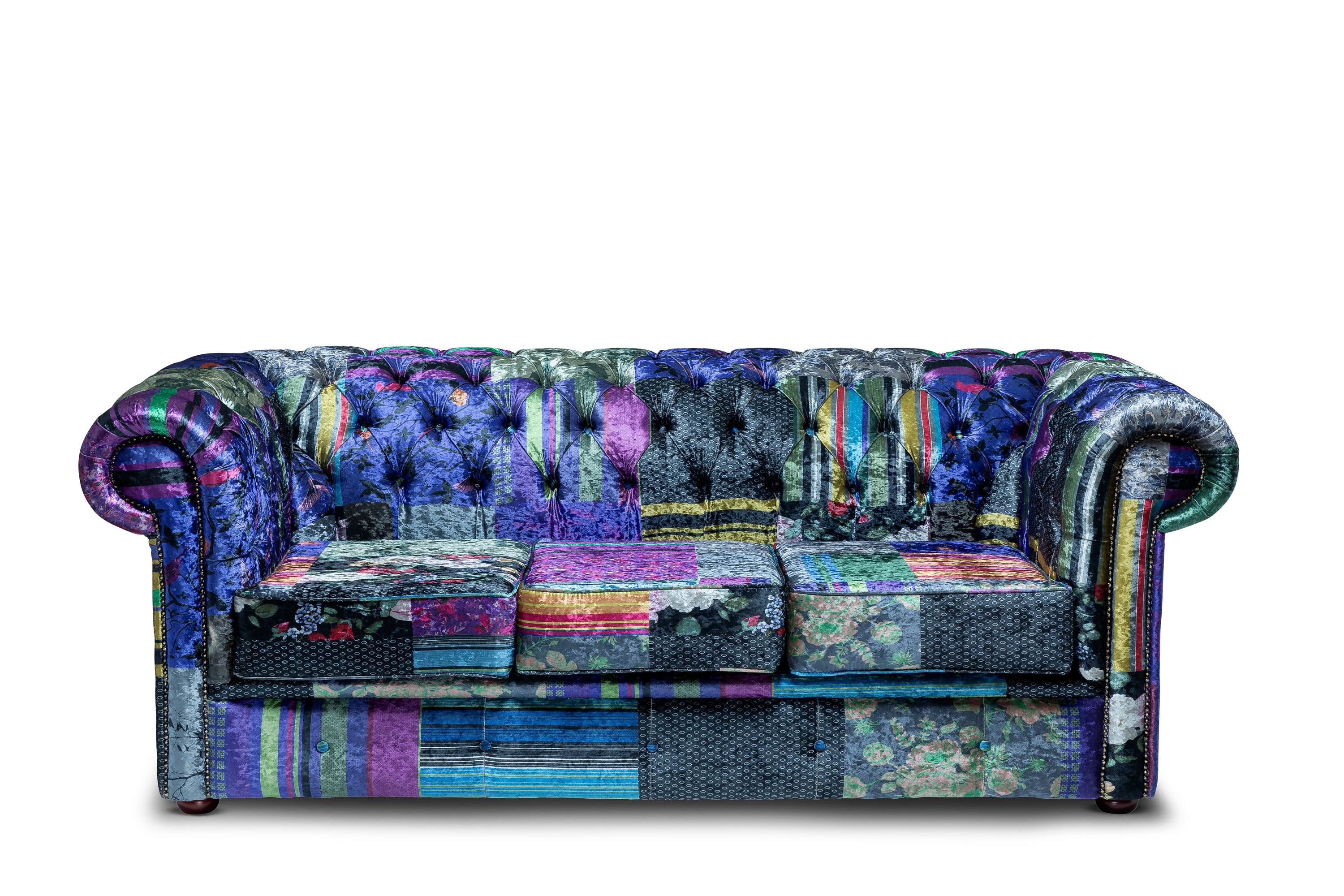 Chesterfield Velvet Two / Three Seater Sofa in Funky Patchwork - Etsy UK