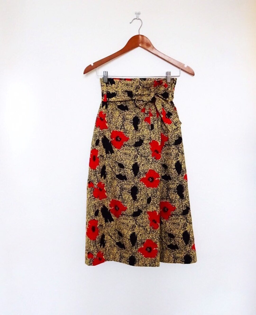 RED POPPIES SKIRT: Midi Skirt Small Versatile Great Fit - Etsy