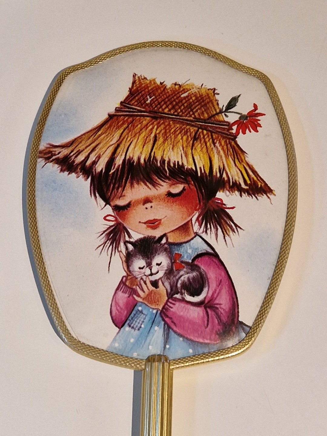 Vintage Kitsch Girl Brush and Mirror Set in Box - Etsy