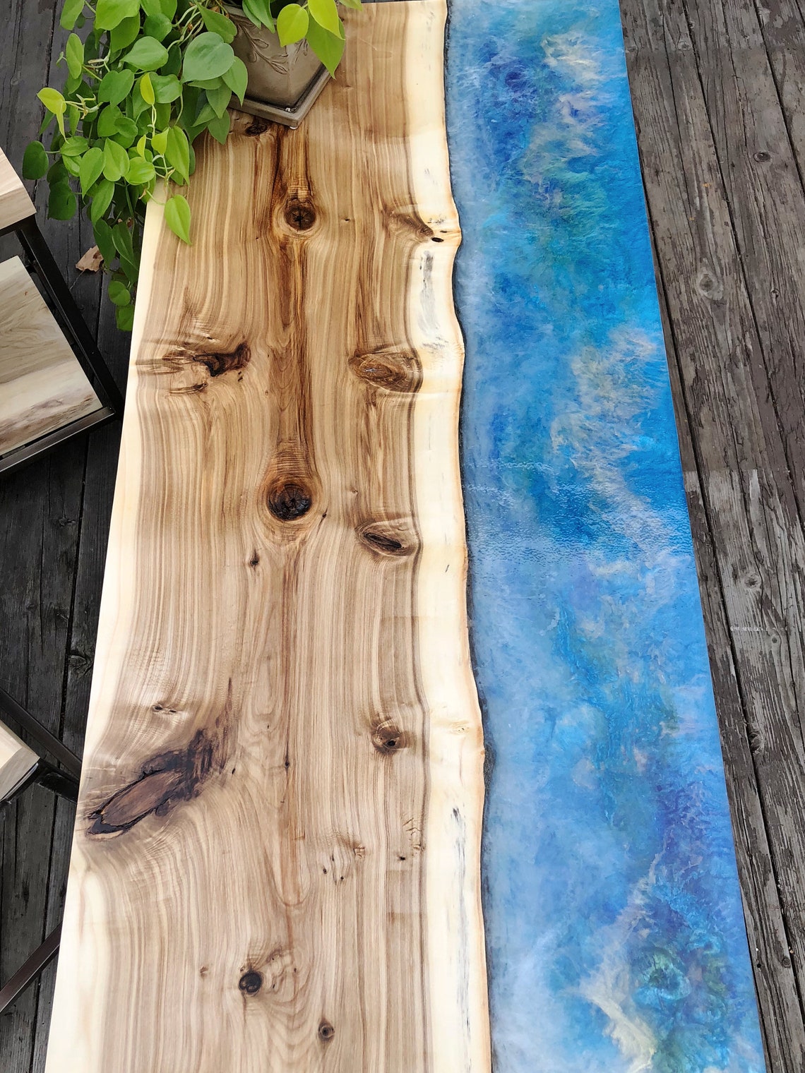 Live Edge Resin Art Coffee and Side Table Set - Etsy