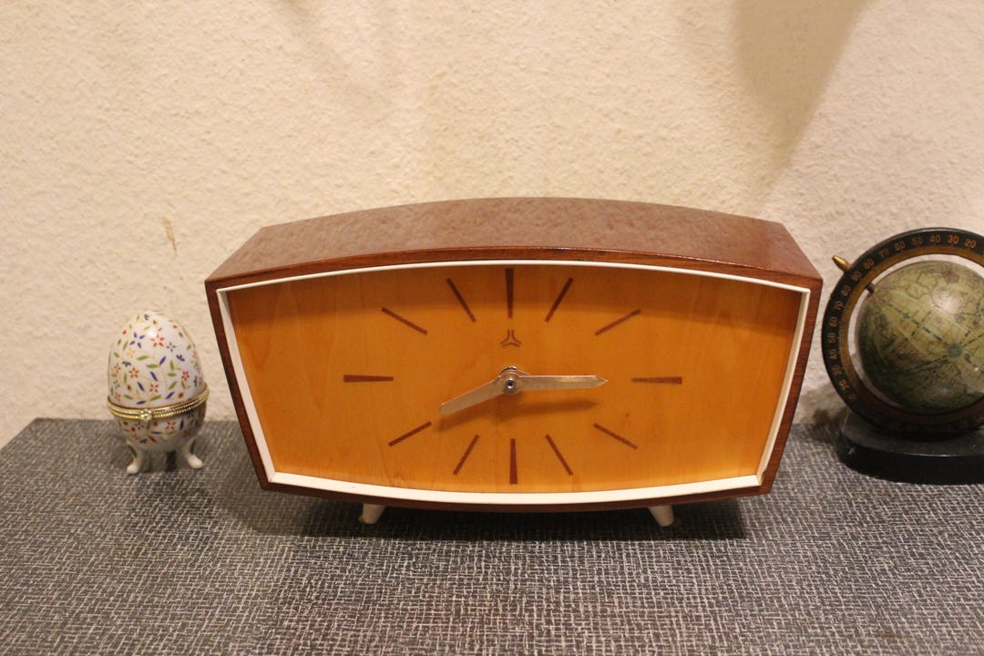 Table Clock VEB WEIMAR Mid Century Modern 60s Vintage DDR Iconic Mantel ...