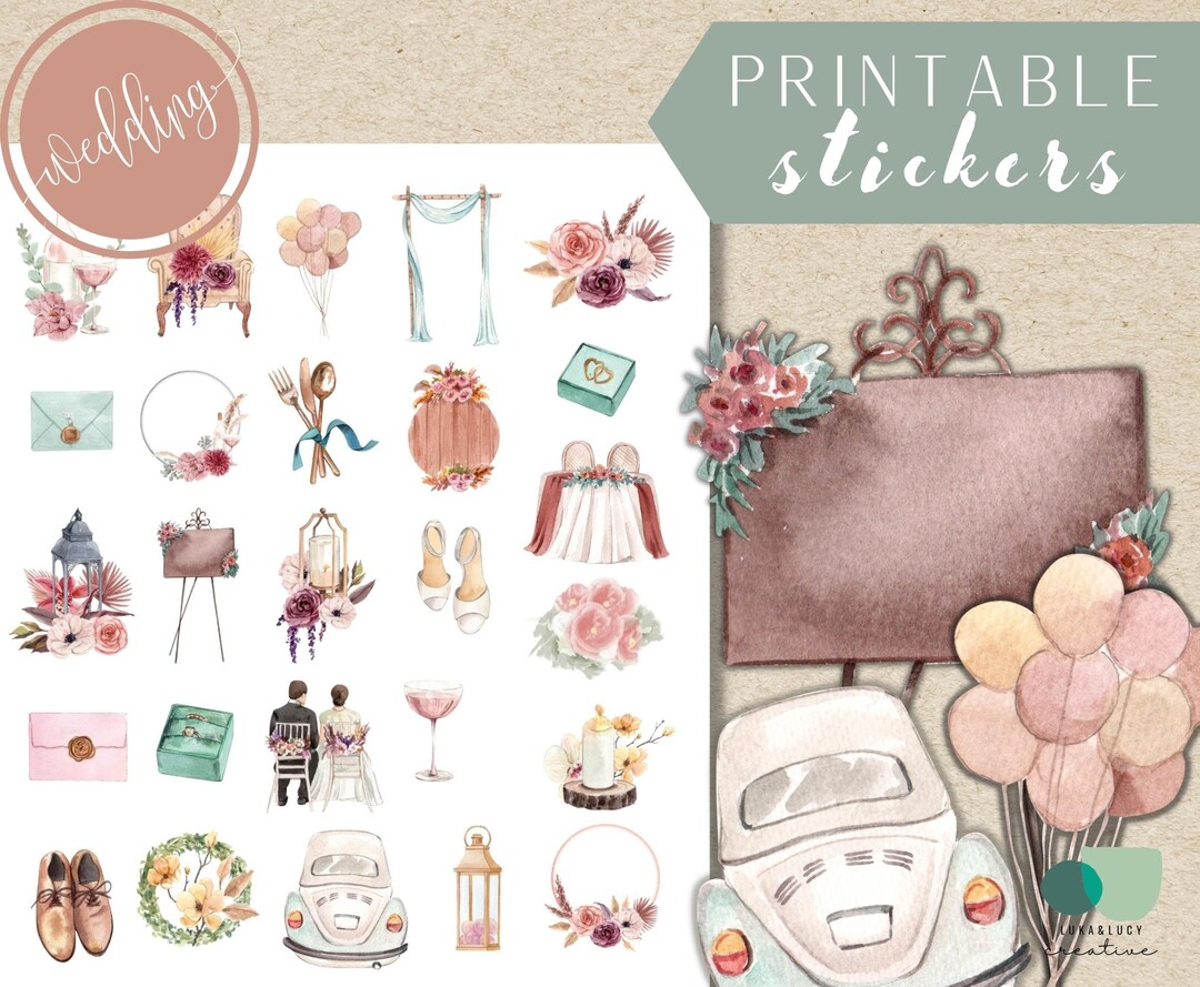 Printable Wedding Planner Stickers Instant Download 8.5x11 In, Bride ...