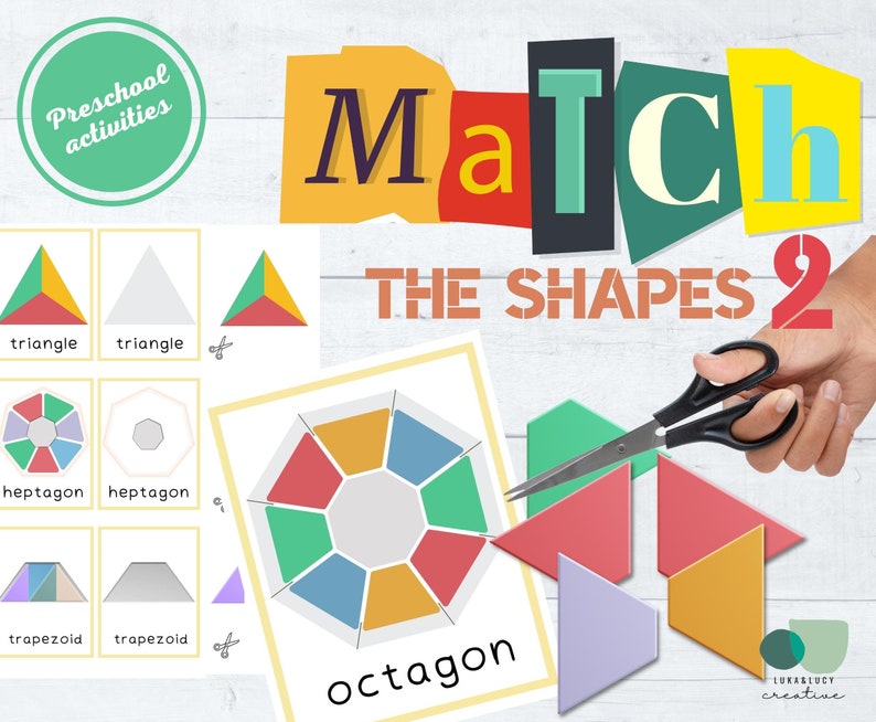 Preschool Shape Cards, Shape Matching Flashcards, Montessori Cards for ...