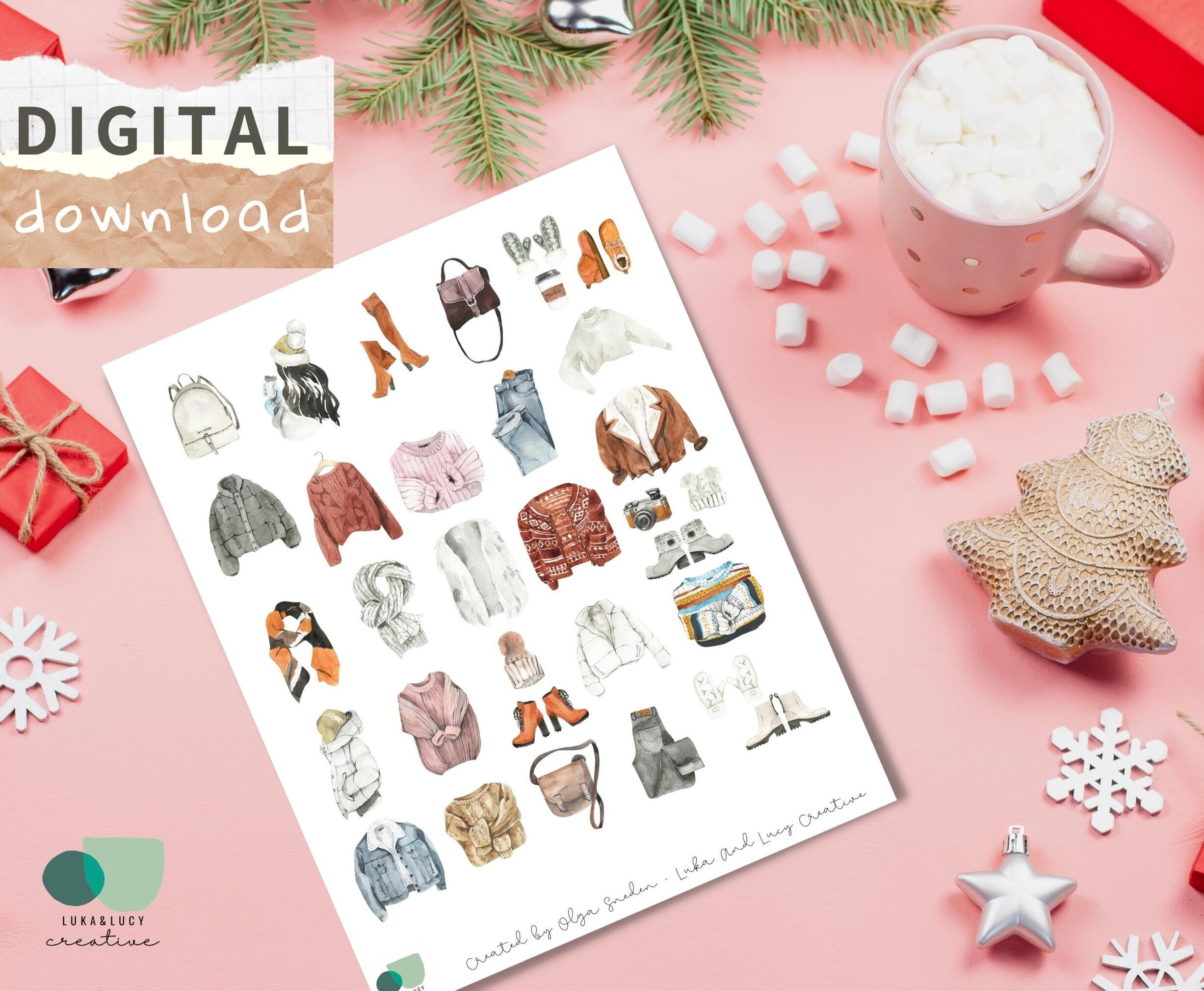 Printable Christmas Stickers Instant Download 8.5x11 In, Christmas ...