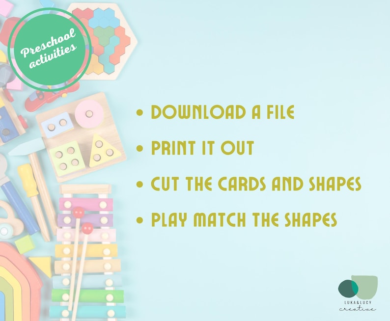 Preschool Shape Cards, Shape Matching Flashcards, Montessori Cards for ...