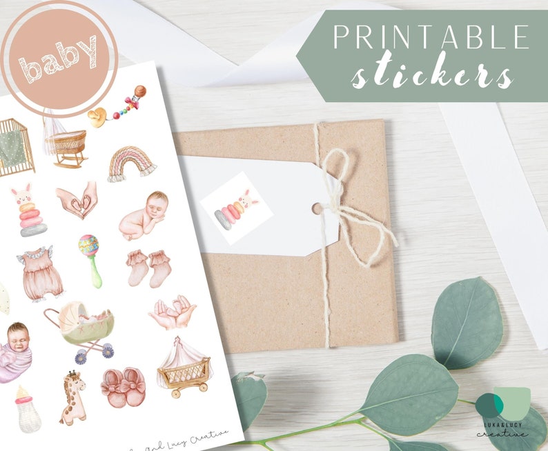 Printable Planner Stickers Instant Download 8.5x11 In, Baby Shower ...