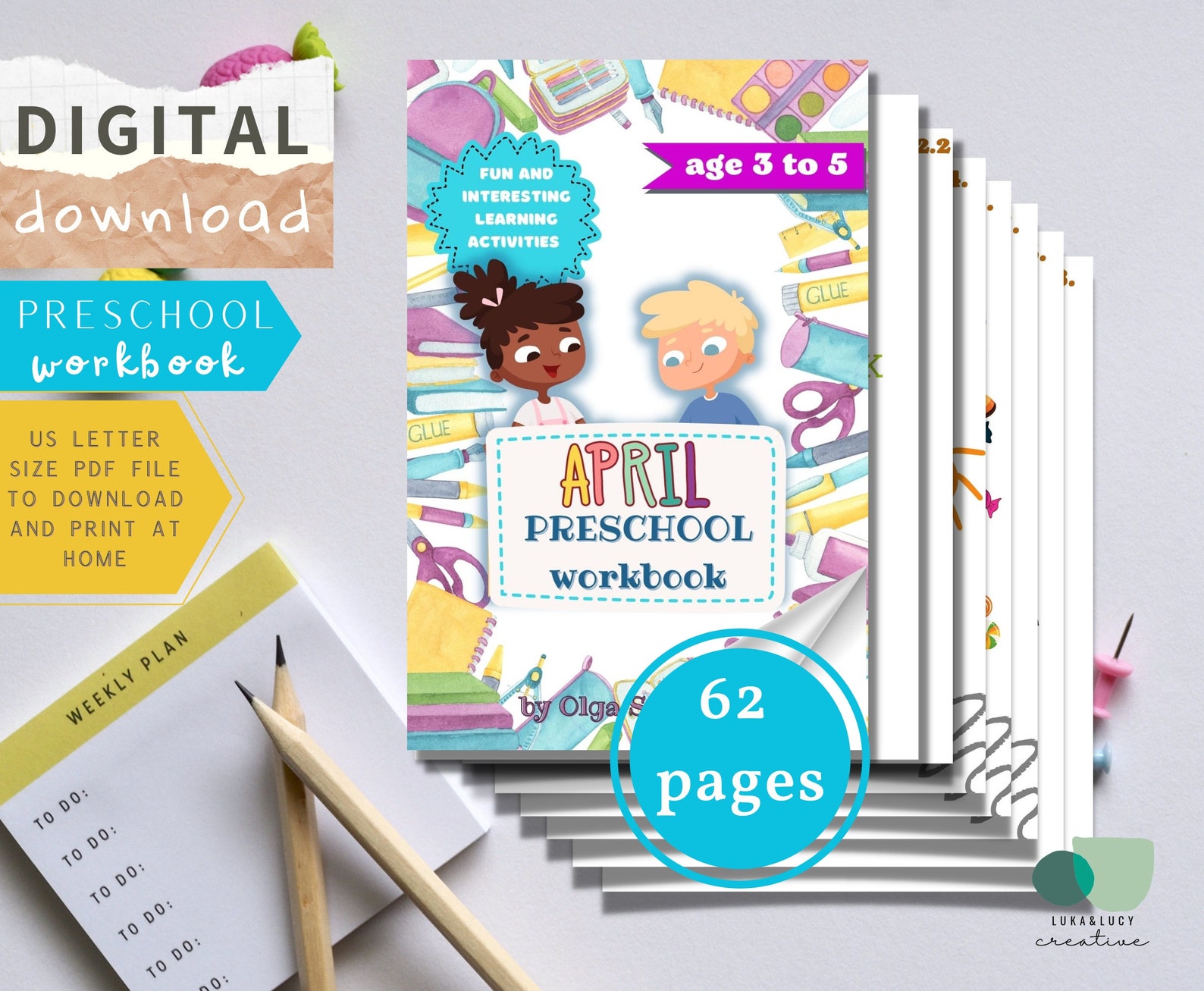 April Preschool Workbook, Fun and Easy Preschool Activities Printable ...