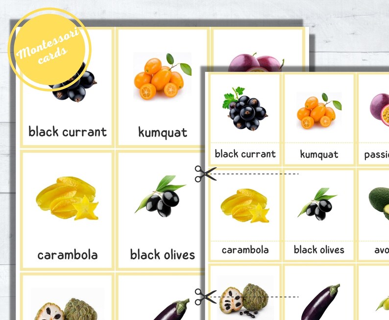 FRUITS (real Pictures), 51 Montessori Cards, Flashcards Pdf Printable ...