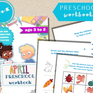 April Preschool Workbook, Fun and Easy Preschool Activities Printable ...
