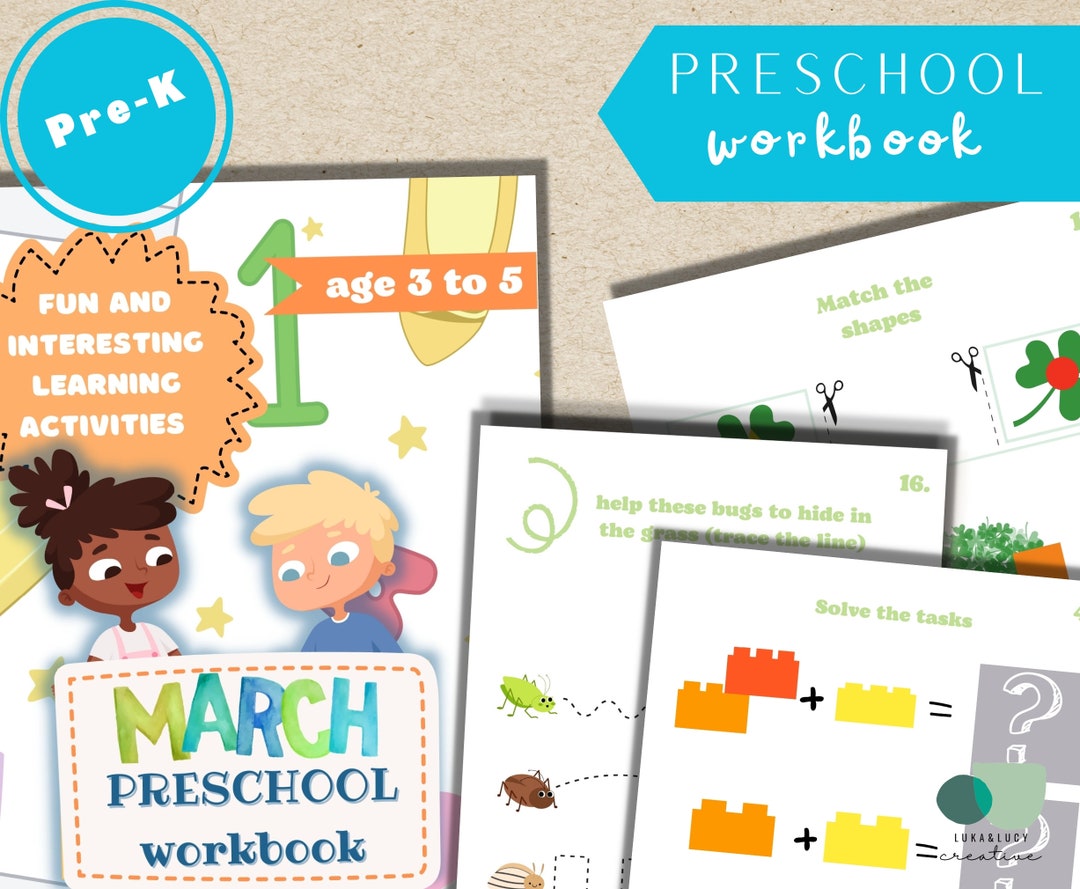 March Preschool Workbook, Fun and Easy Preschool Activities Printable ...