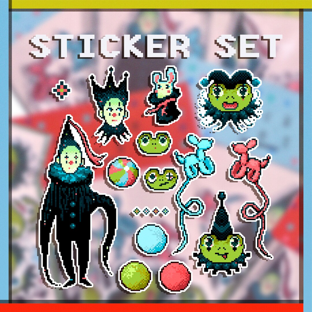 Cute Clown/frog in the Circus Sticker Set - Etsy