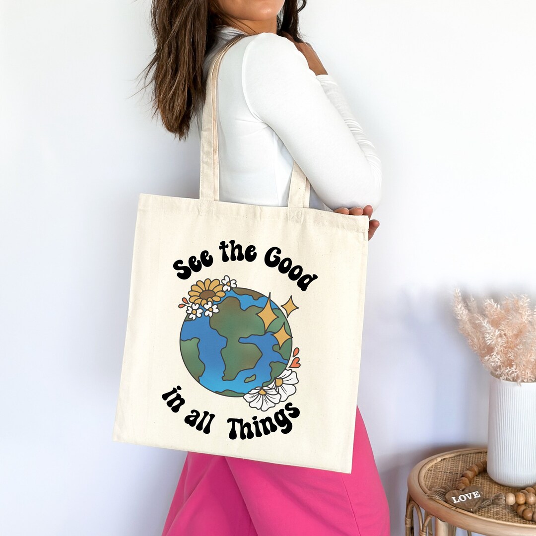 Earth Day Tote Bag Kindness Tote Bag Retro Tote Bag See the Good Tote ...