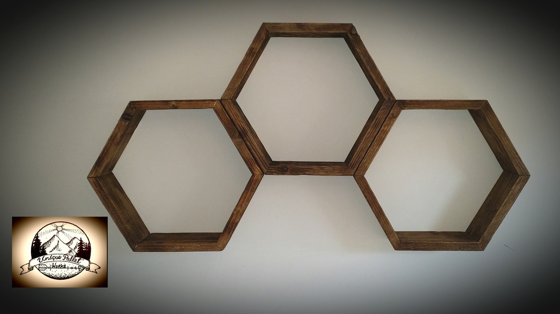 HEXAGON SHELVES Set of 3 Reclaimed Pallet Wood Shelves - Etsy UK