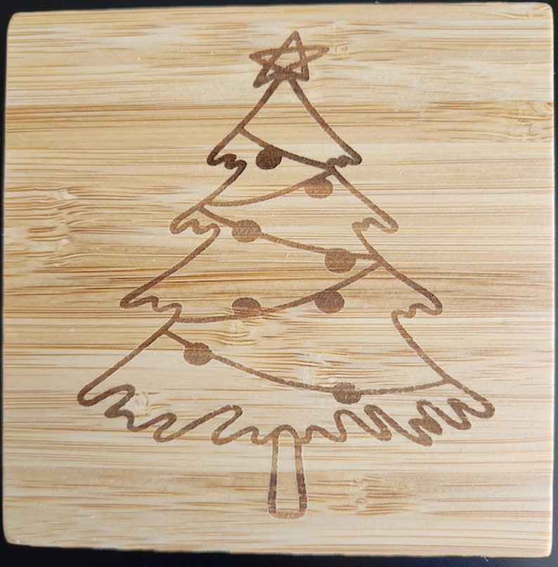 Merry Christmas Coasters Christmas Trees Winter Decor - Etsy