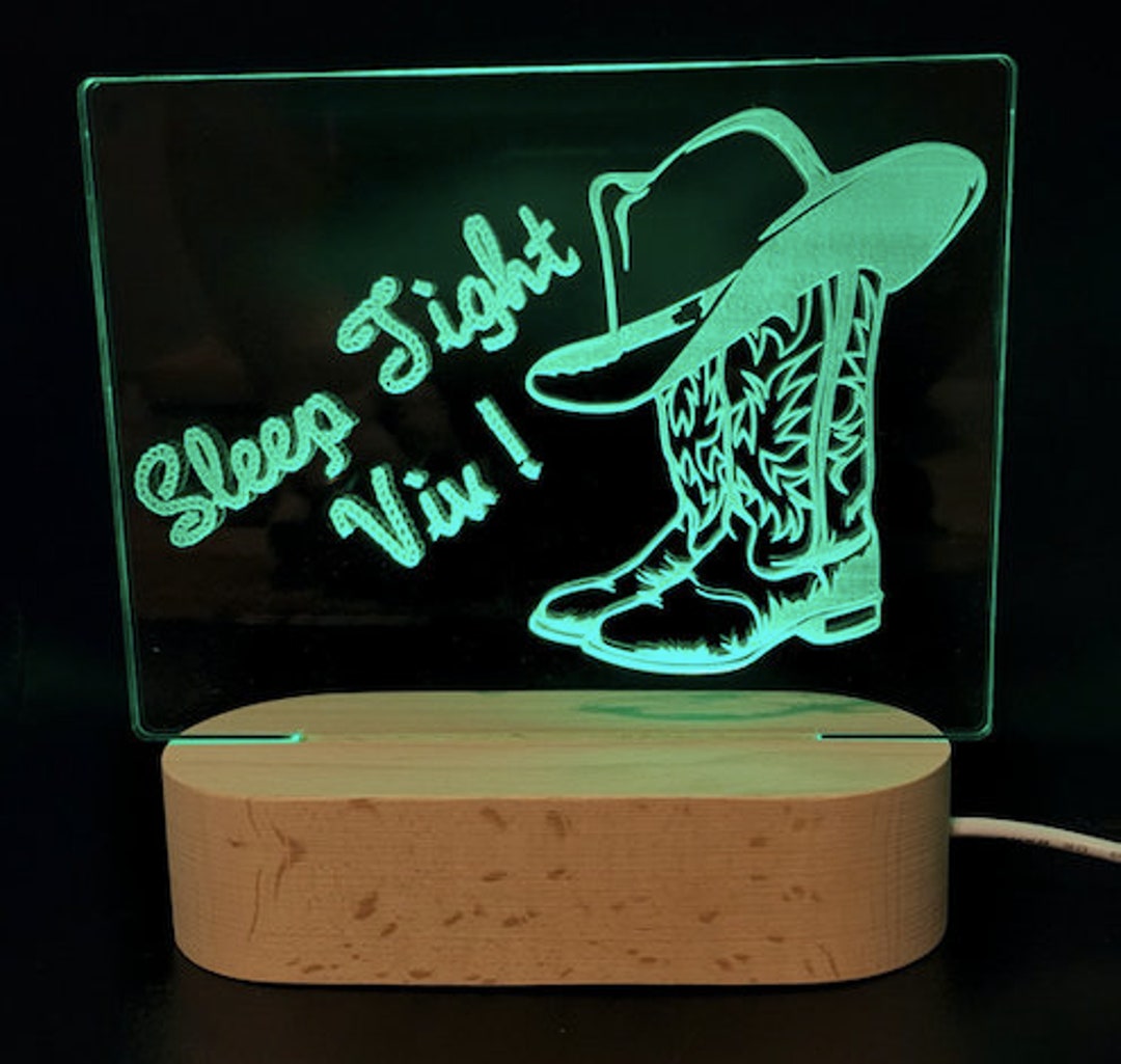 Personalized Night Light, Cowboy, Cowgirl Design, Color Changing ...