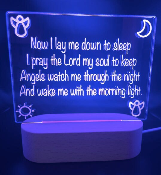 Bedtime Prayer Color Changing Light Religious Angel Night Light Baptism ...