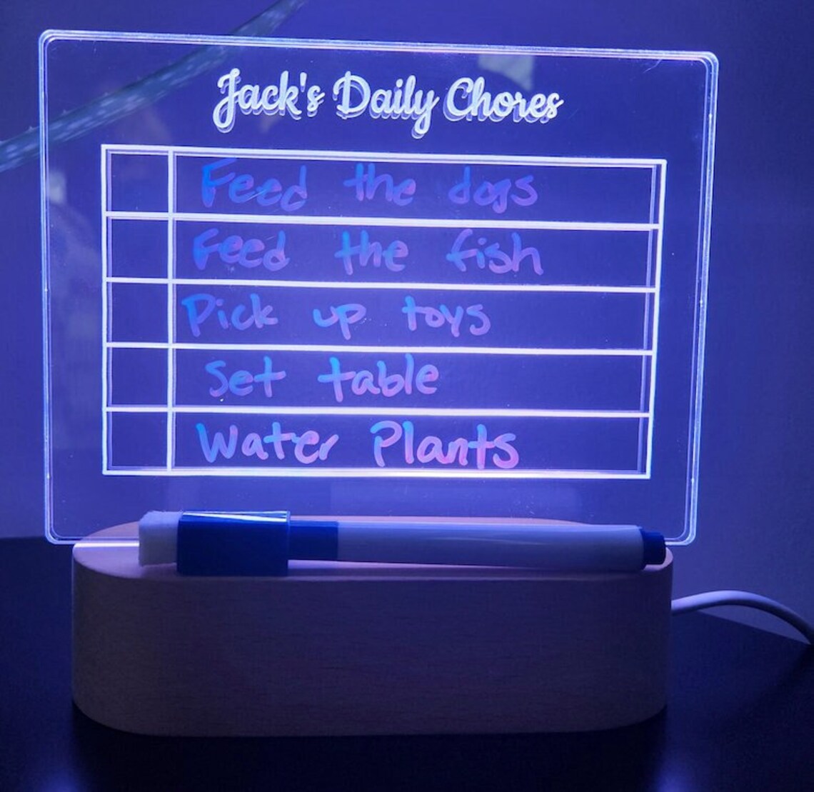 Chore Check List Child Chore Tracker Write on Light to Do List LED ...
