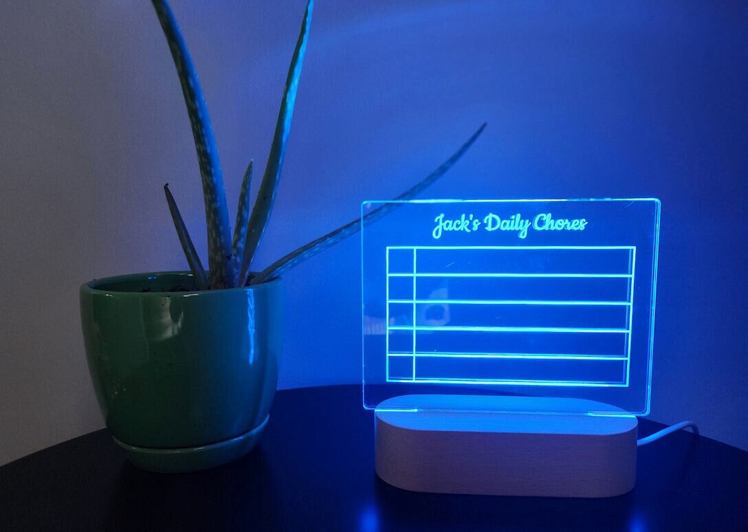 Chore Check List Child Chore Tracker Write on Light to Do List LED ...