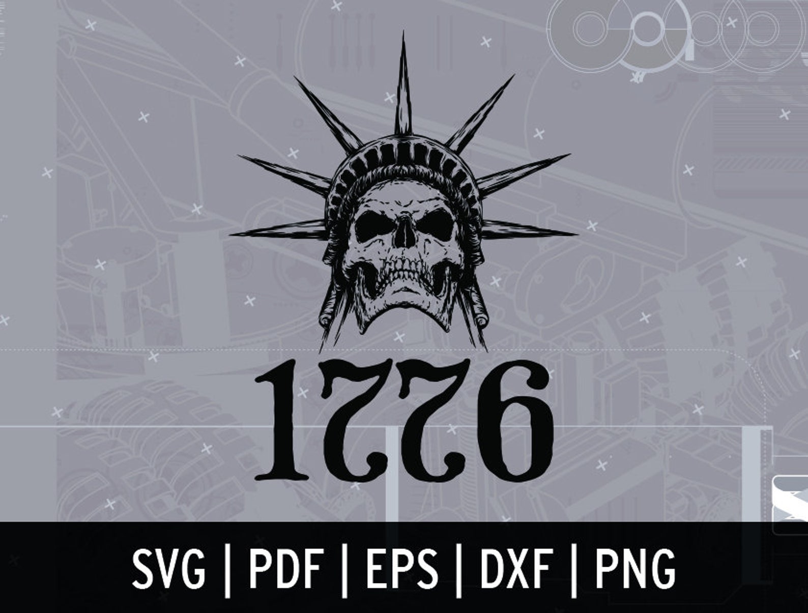 1776 Liberty Skull 2A SVG for Cutting Machines, Instant Download ...