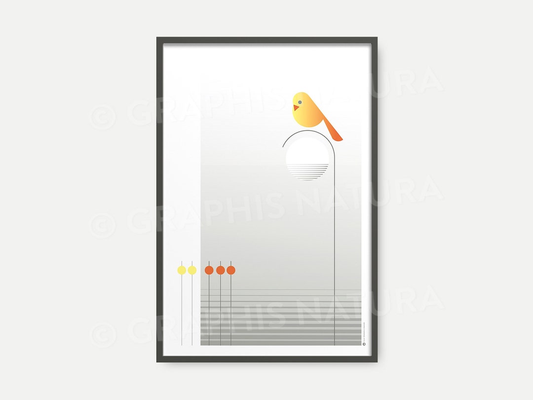 Sunny Bird Art Print, Yellow Bird Poster, Nature Inspired Art, Bird ...