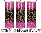 Leopard & Pink Glitter Tumbler Sublimation Transfer Ready - Etsy