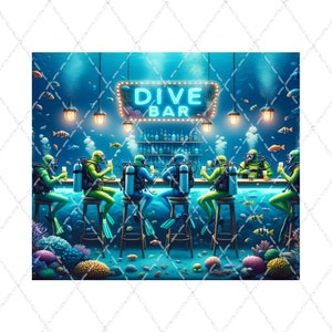 Dive Bar Tumbler Design: Scuba Divers PNG - Tumbler Design - Tumbler ...