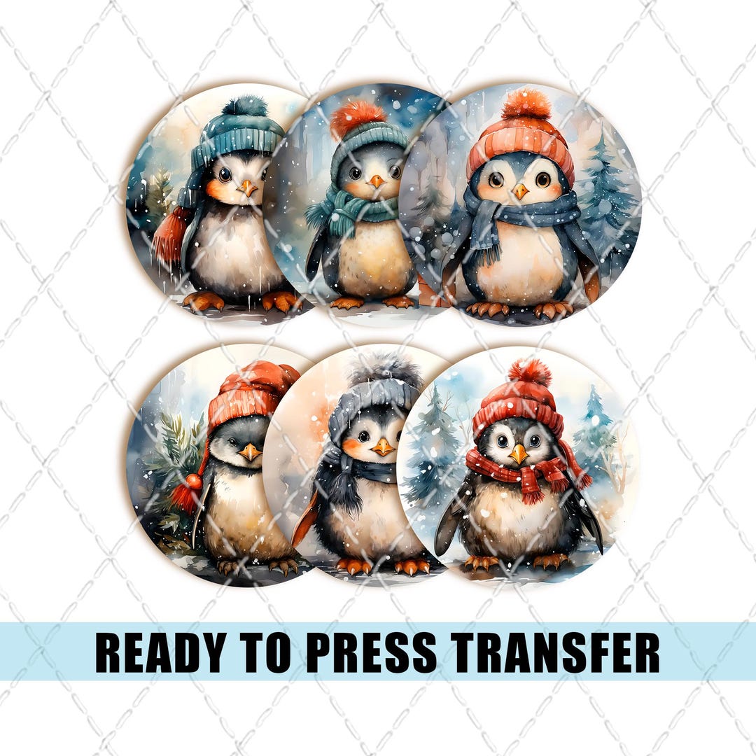 Christmas Penguin Sublimation Transfer: Coaster/ornament - Ready to ...