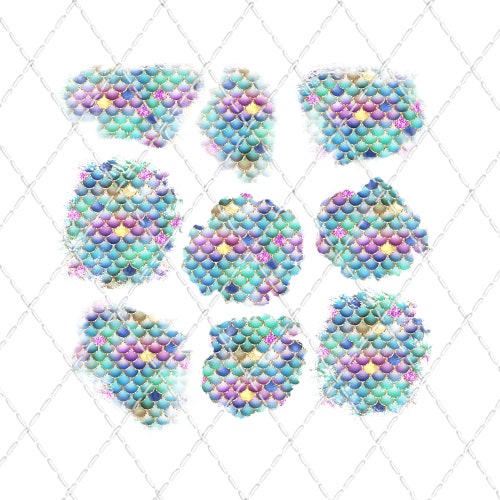 Mermaid Scales Sublimation Patches PNG Instant Download - Etsy