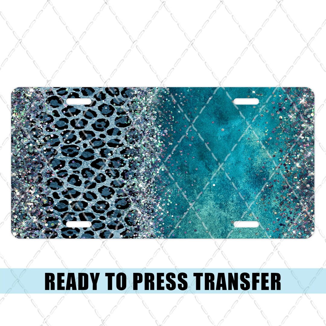 Leopard Turquoise License Plate Sublimation Transfer Ready to Press ...