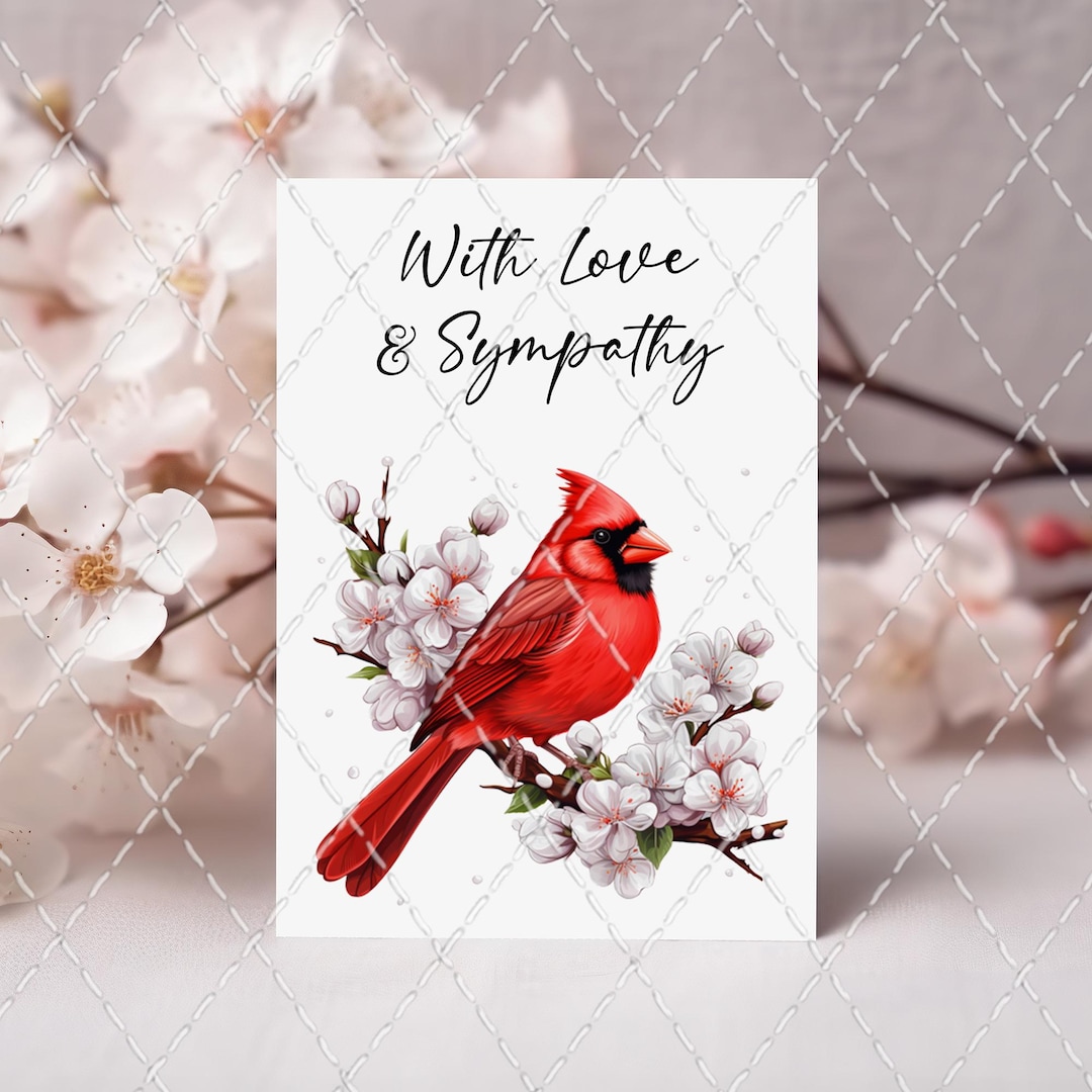 Cardinal Sympathy Card: Printable Floral Design (PDF & PNG) - Card ...