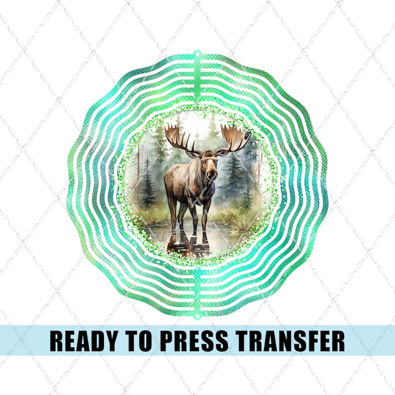 Moose in Forest Wind Spinner Sublimation Transfer - Ready to Press - Etsy
