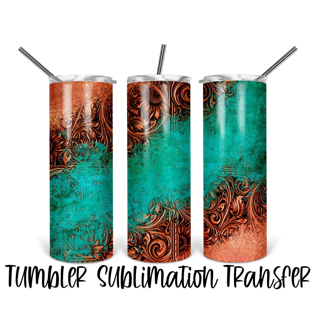 Tooled Leather & Turquoise Tumbler Sublimation Transfer - Etsy