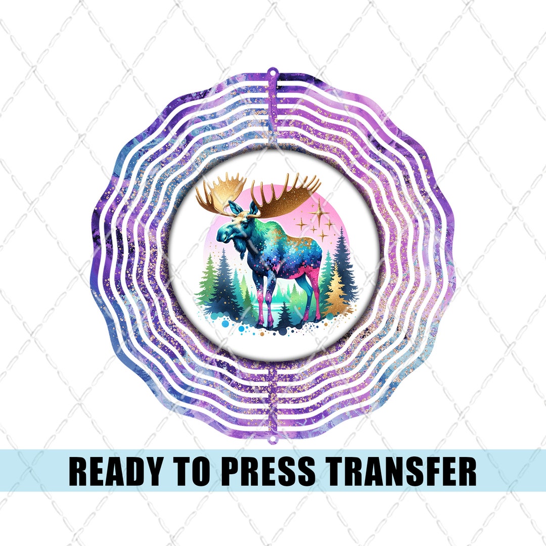 Gold Forest Moose - Wind Spinner Sublimation Transfer - Ready to Press - Heat Transfer - Wind ...