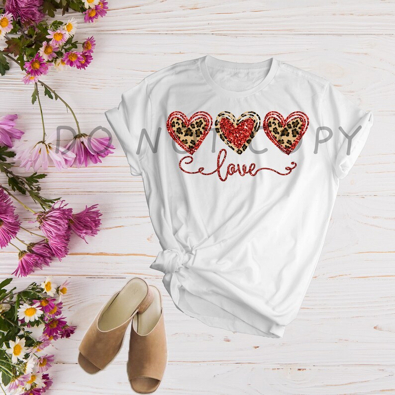 Leopard & Glitter Hearts With Love Sublimation Transfer - Etsy