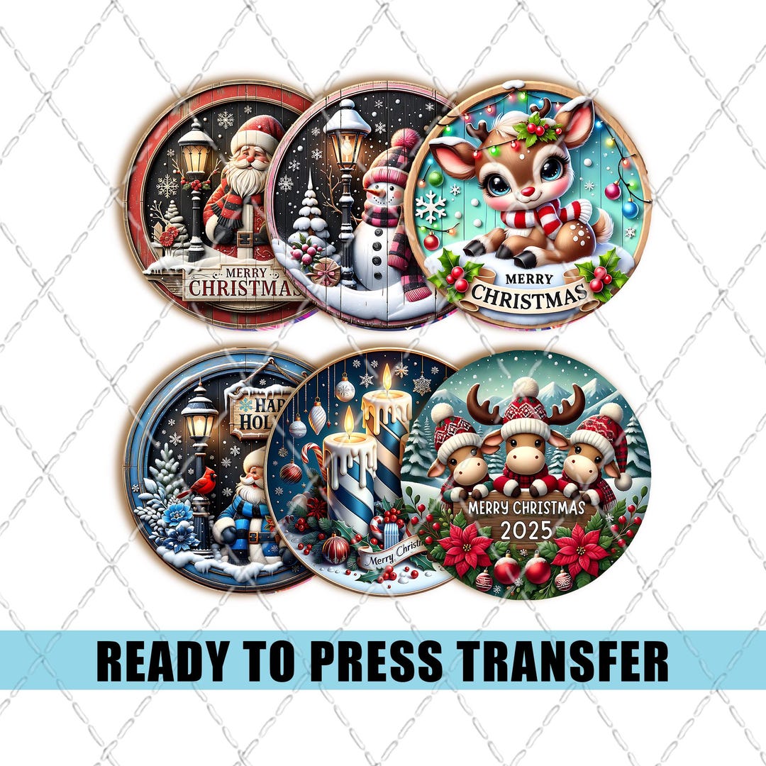 Merry Christmas Bundle Sublimation Transfer - Coaster/ornament - Ready ...