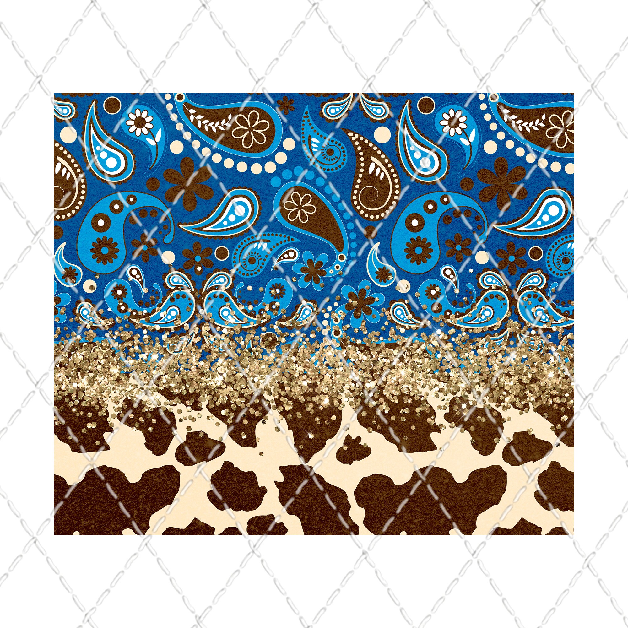 Blue Paisley & Cow Print Tumbler Sublimation Transfer - Etsy