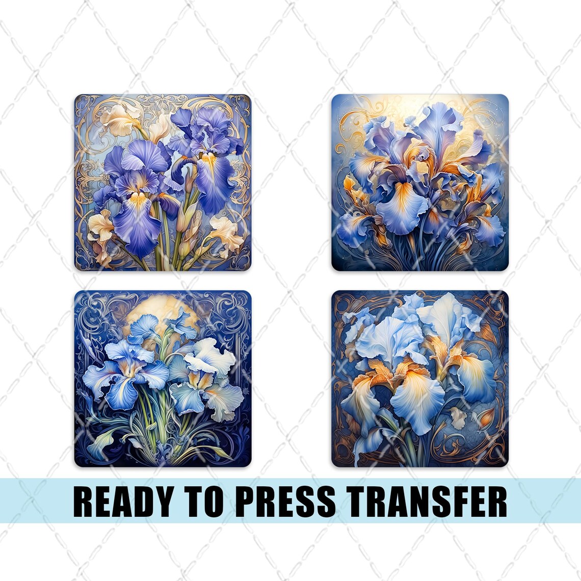 Iris Coaster Sublimation Transfer - Ready to Press - Floral Heat ...