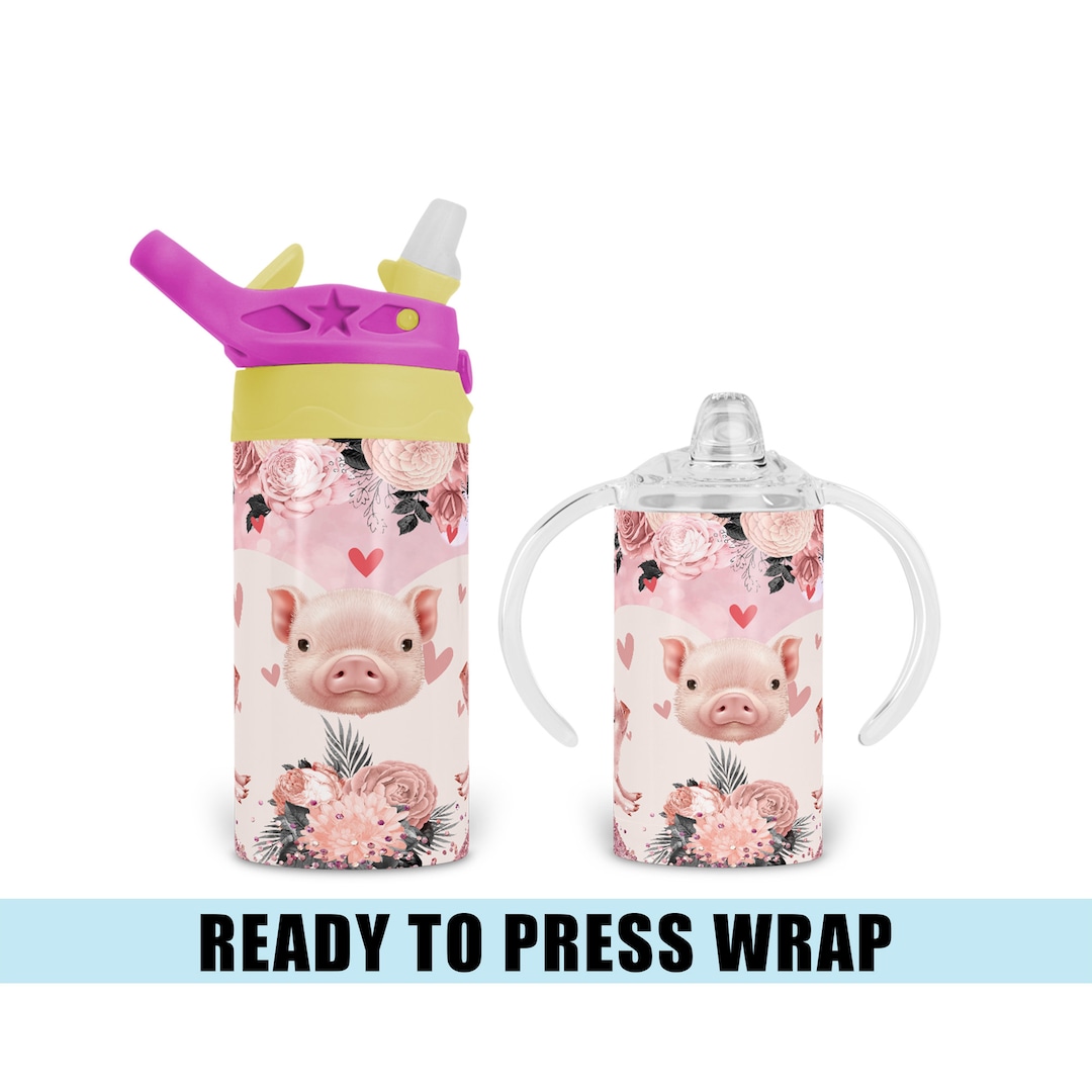 Cute Pigs Sippy Sublimation Transfer Ready to Press Heat Transfer Flip ...