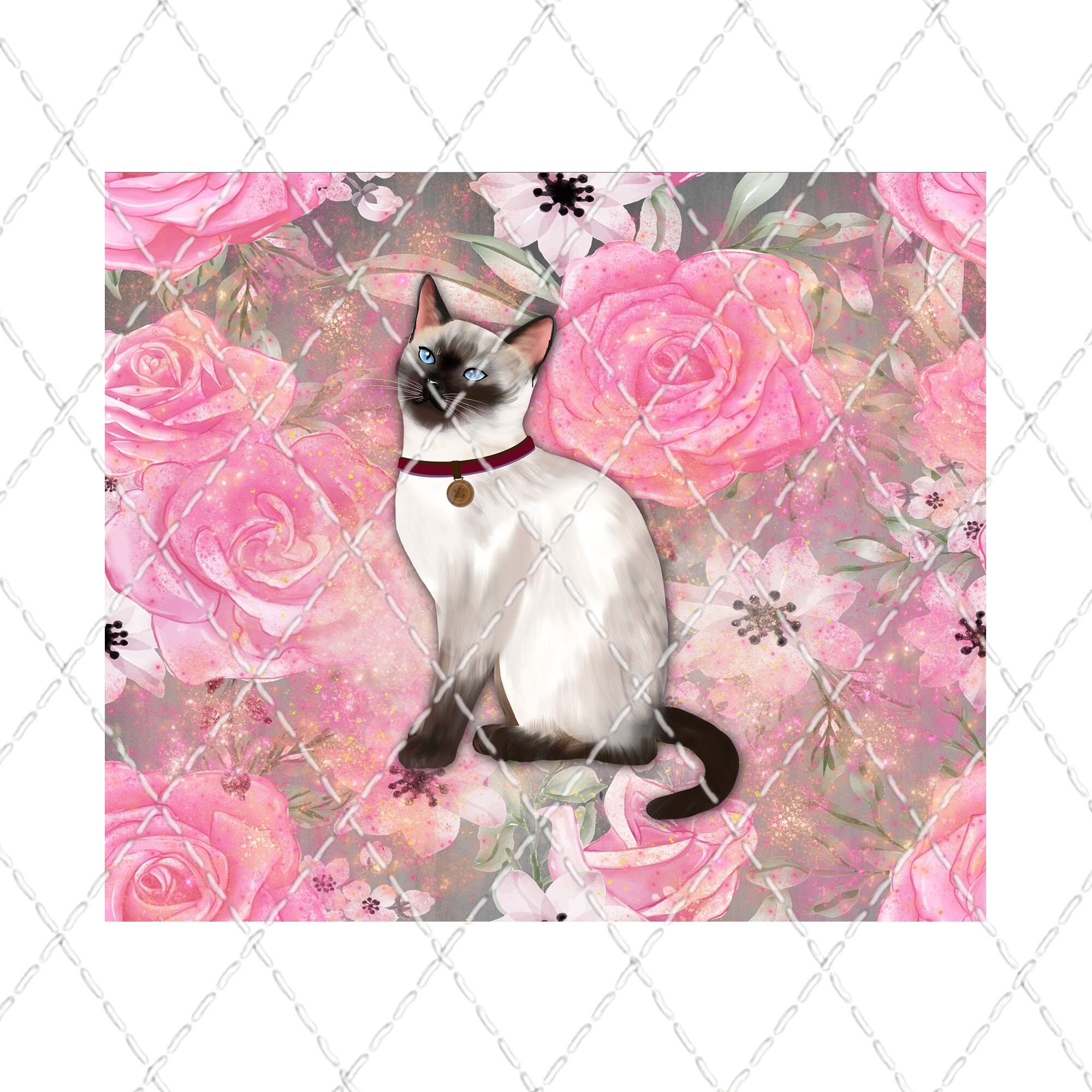 Siamese Cat & Roses Tumbler Sublimation Transfer Ready to - Etsy