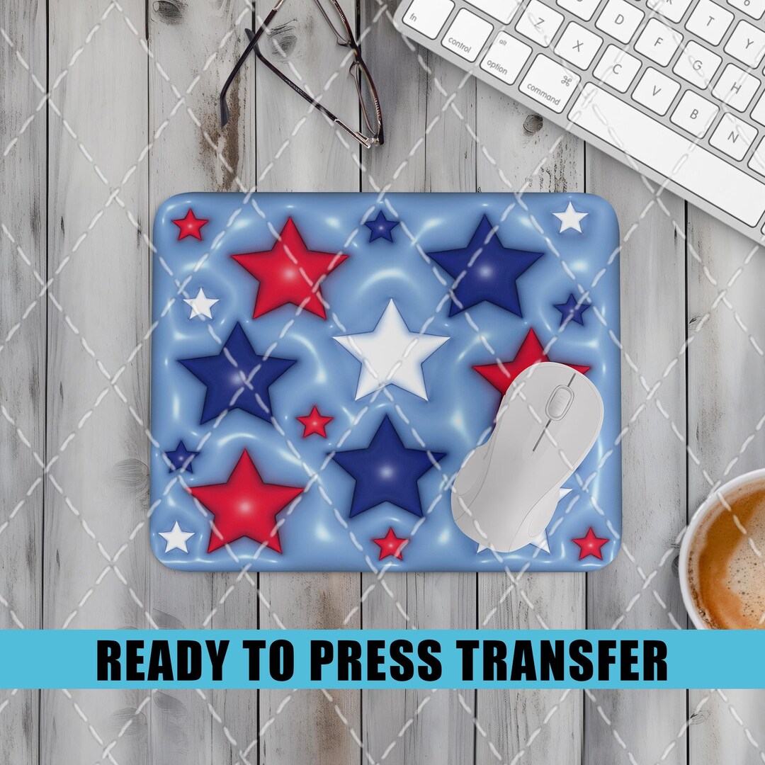 3D Puff Stars Sublimation Transfer Ready to Press Heat Transfer Mouse ...