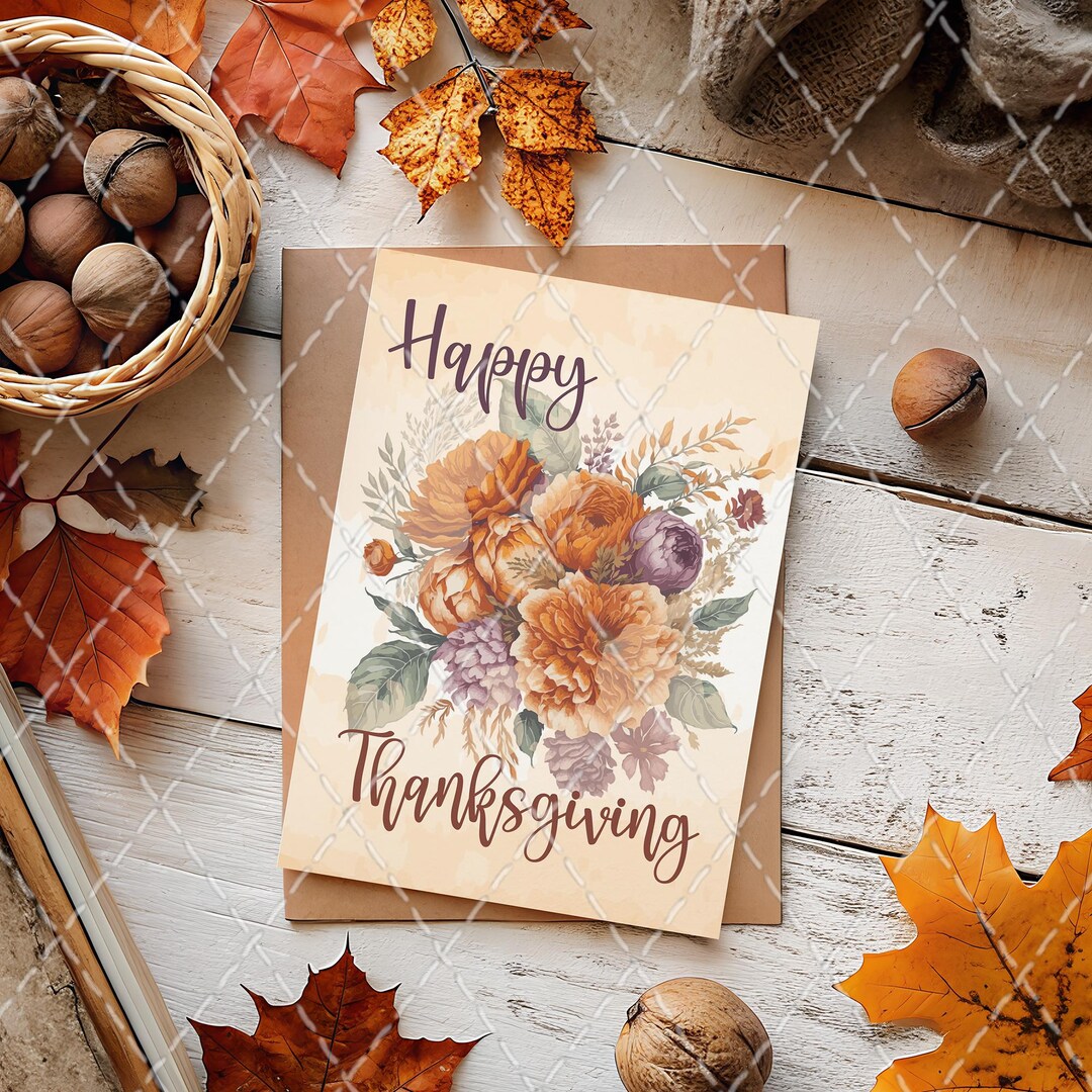 Happy Thanksgiving Printable Card - Card Download - PNG & PDF - Etsy