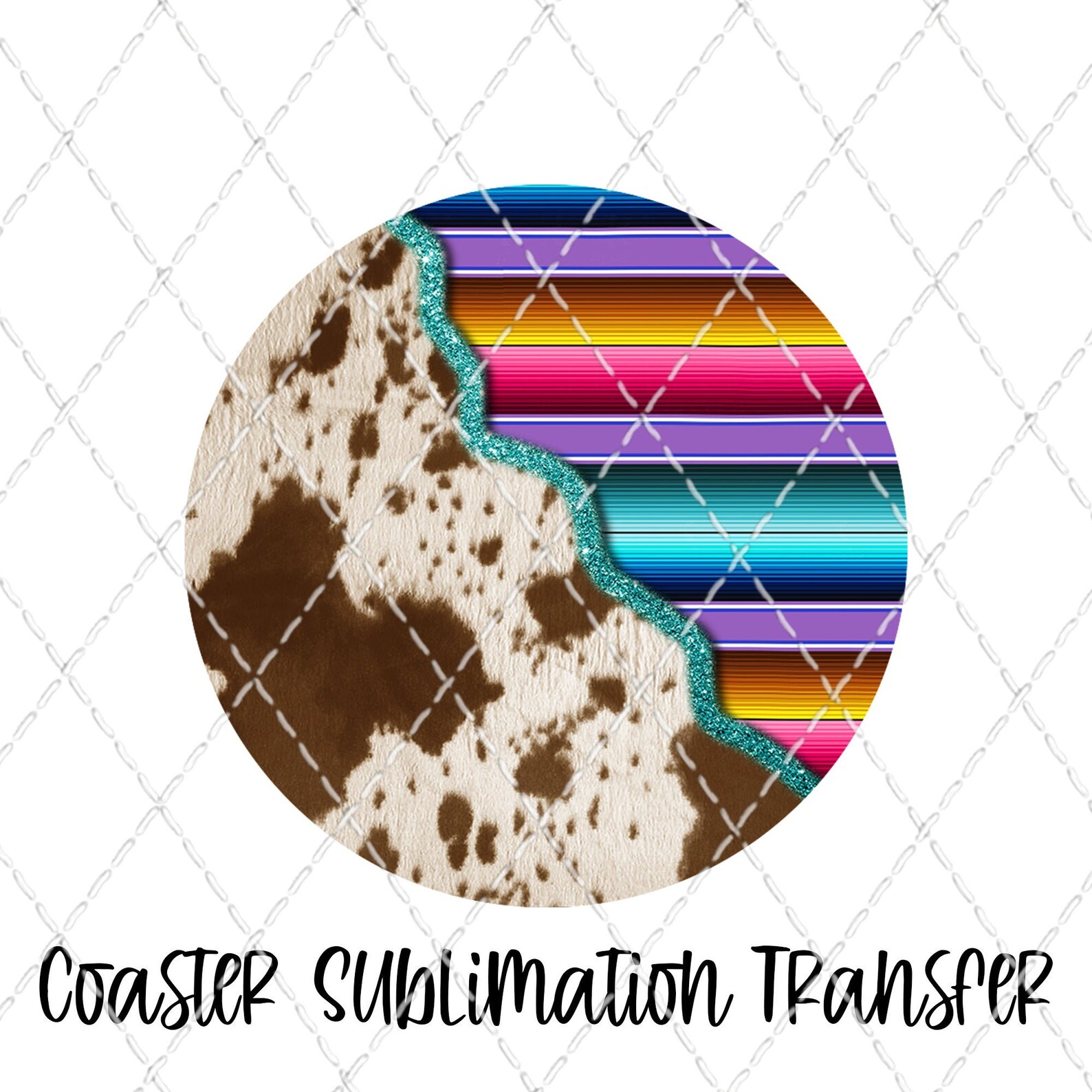 Cowhide & Serape Split Coaster Sublimation Transfer Ready - Etsy