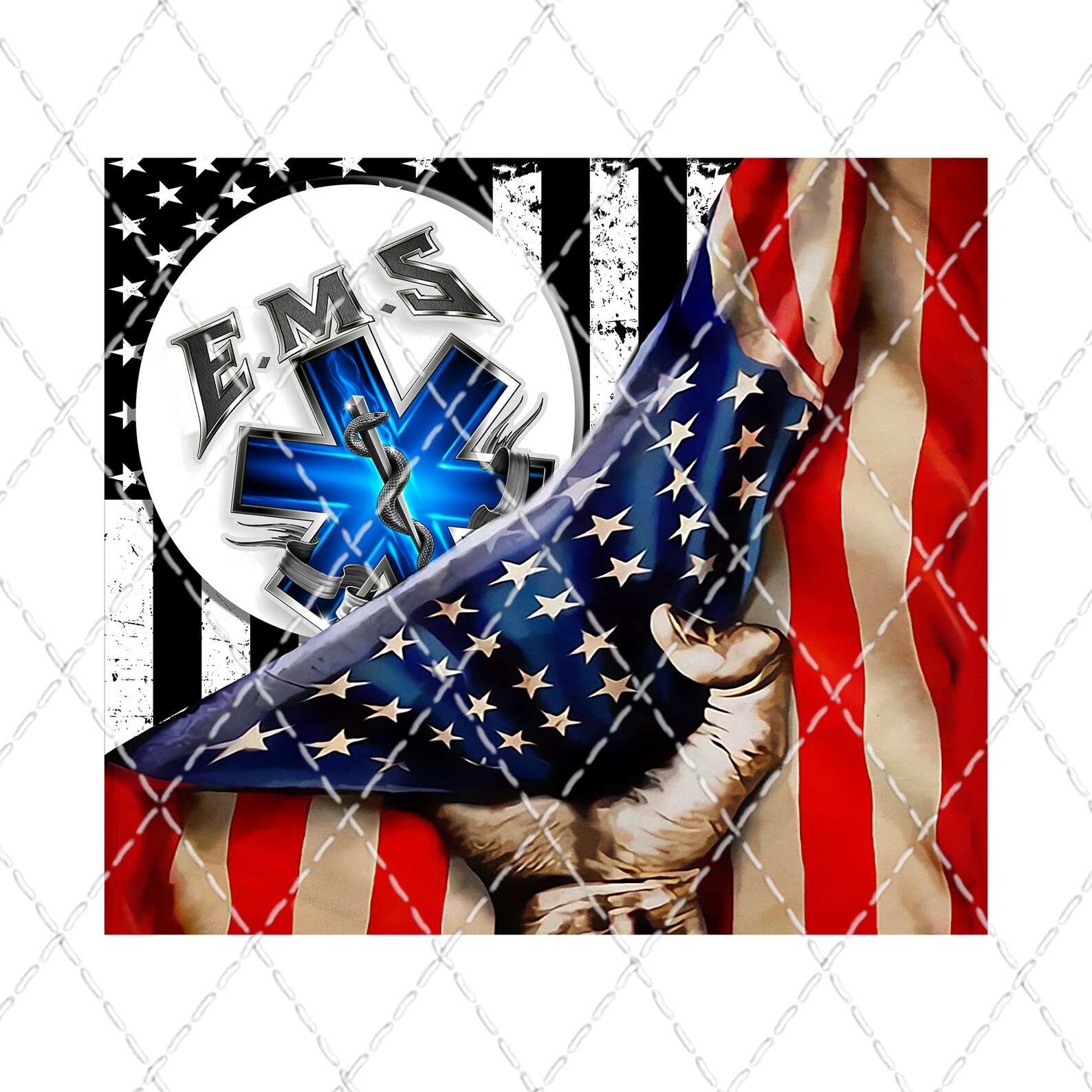 EMS American Flag Tumbler Sublimation Transfer - Ready to Press ...