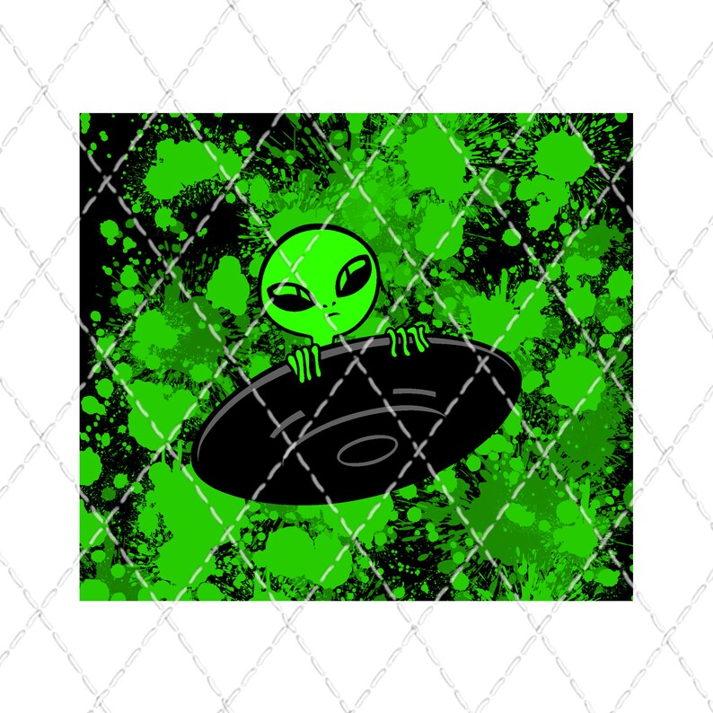 Alien Tumbler Sublimation Transfer - Ready to Press - Tumbler Wrap - Tumbler Transfer - Alien ...