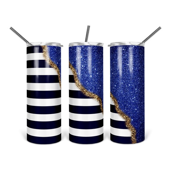 Blue Stripes & Glitter Sublimation PNG Digital Download | Etsy